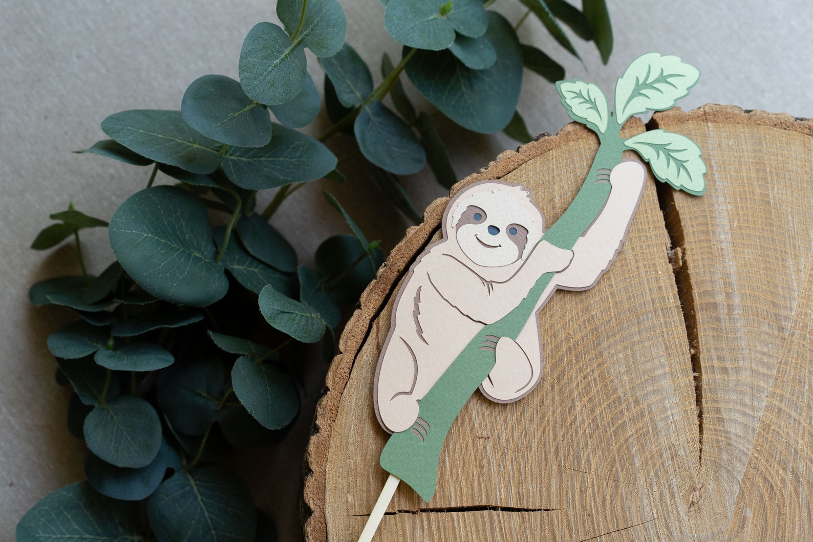 Sloth Birthday Cake Topper With Age or Name Gender Neutral - Etsy