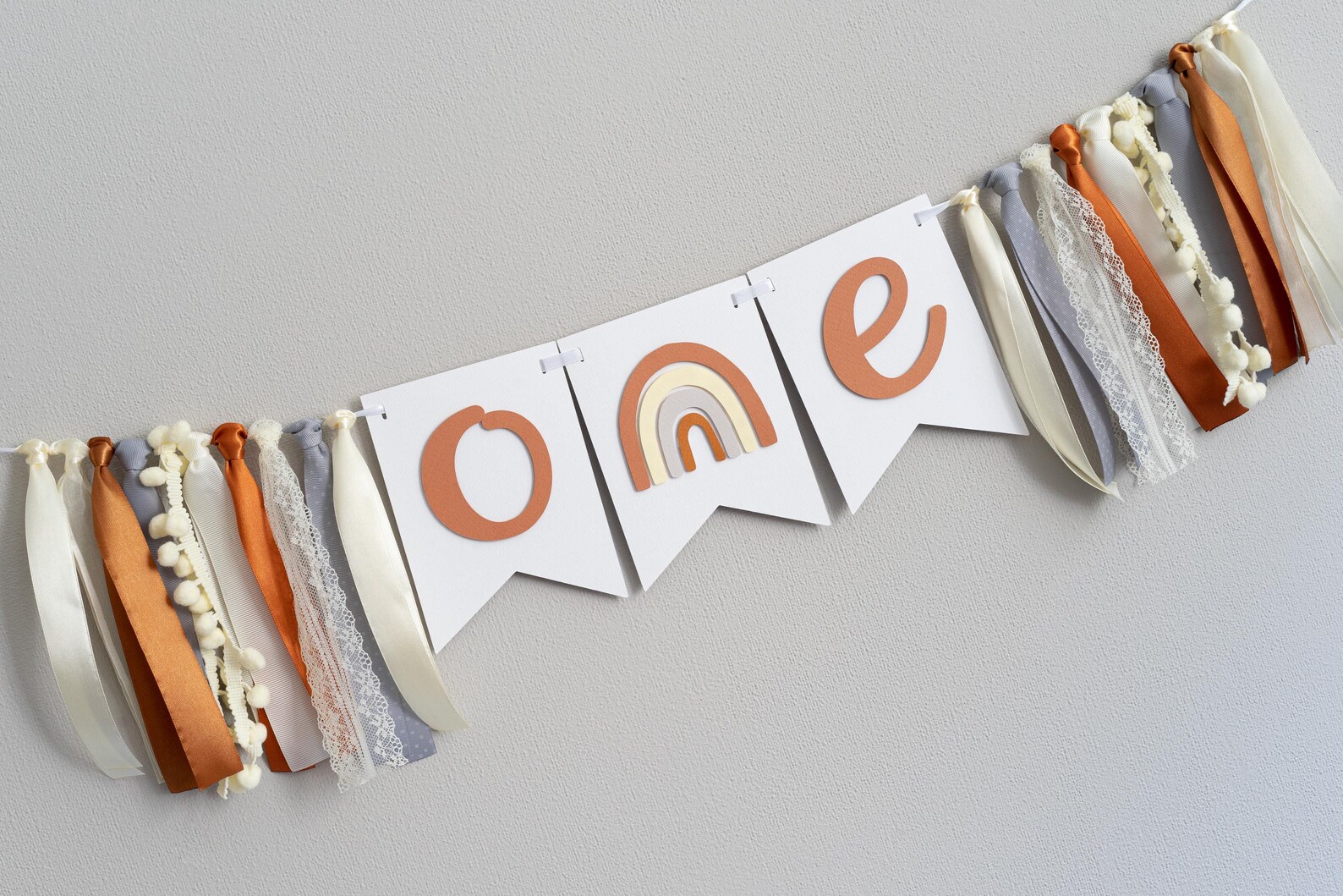 Baby First Boho Birthday Banner Modern Muted Neutral Rainbow | Etsy