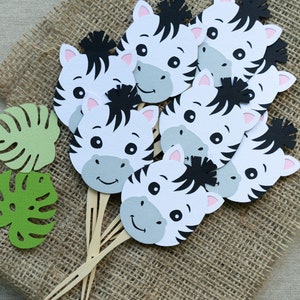Zebra Cupcake Toppers Gender Neutral Party Decorations, Safari Baby ...