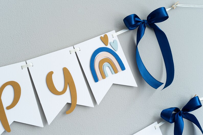 Boho Rainbow Happy Birthday Banner Personalized Party Sign | Etsy