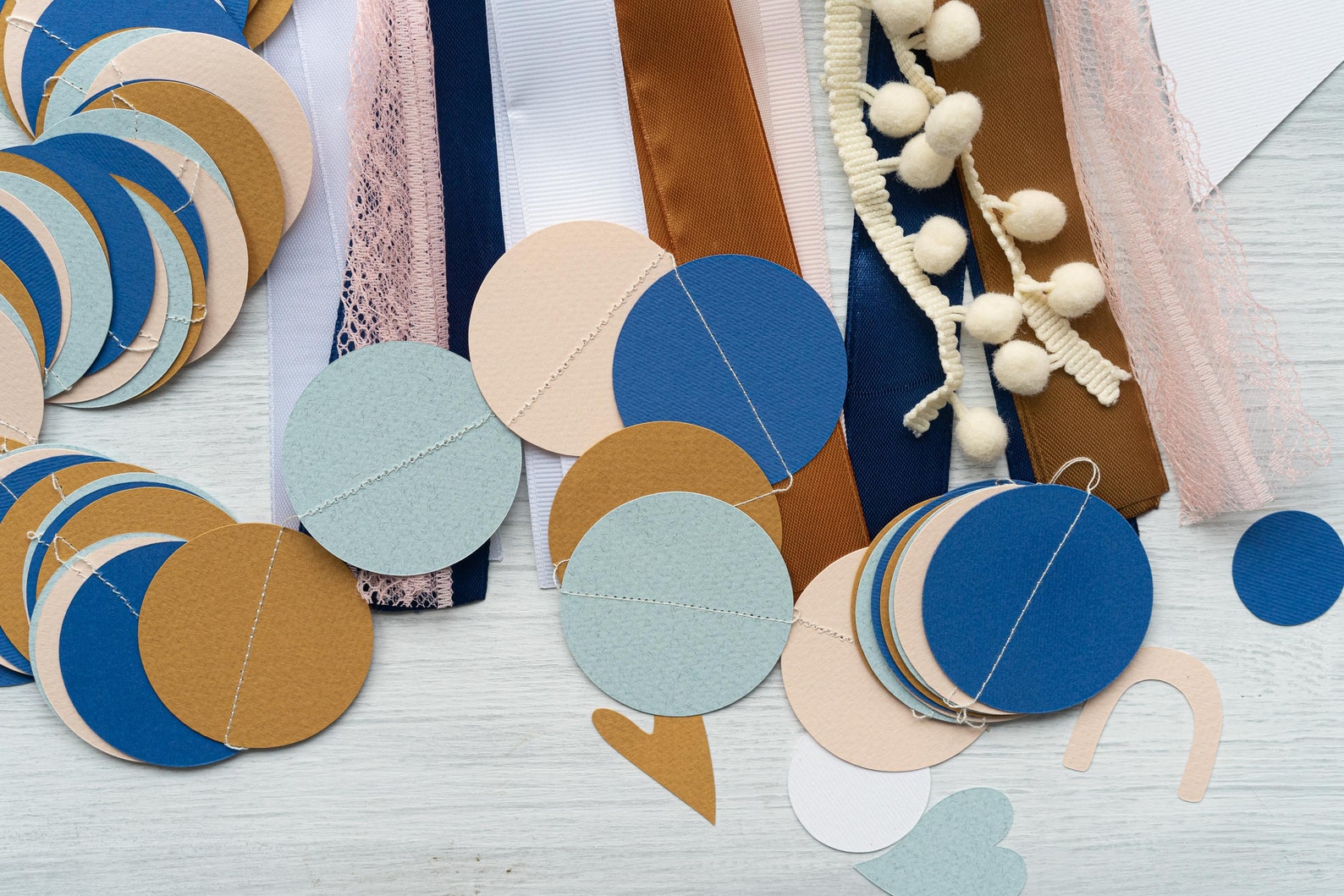 Paper Circle Garland Boho Rainbow Party Decor Blue & Muted | Etsy