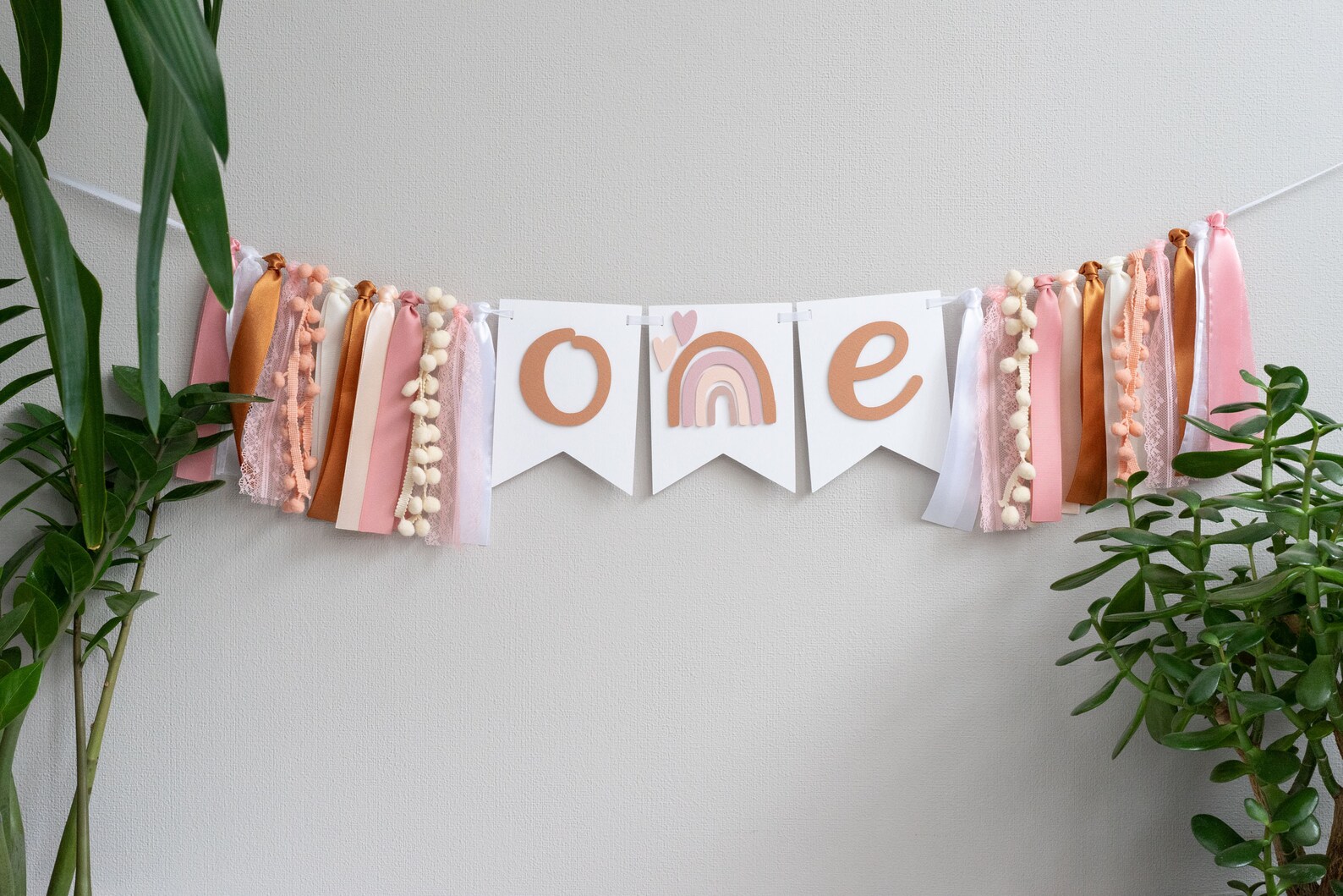 Muted Rainbow Birthday ONE Year Banner Baby Girl Boho First | Etsy