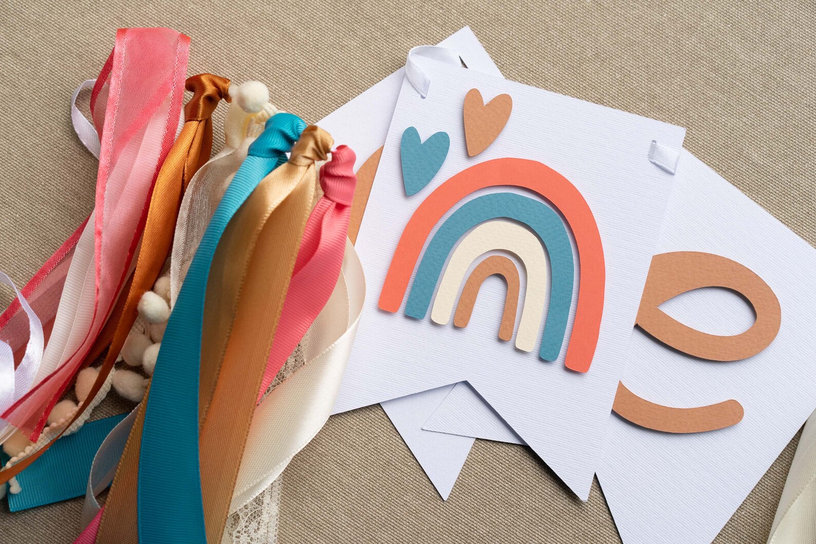 Boho One Year Banner Baby First Birthday Rainbow High Chair Gender ...