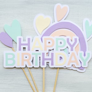 Cake Topper Pastel Rainbow Party Birthday Decorations Girl - Etsy