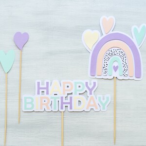 Cake Topper Pastel Rainbow Party Birthday Decorations Girl - Etsy