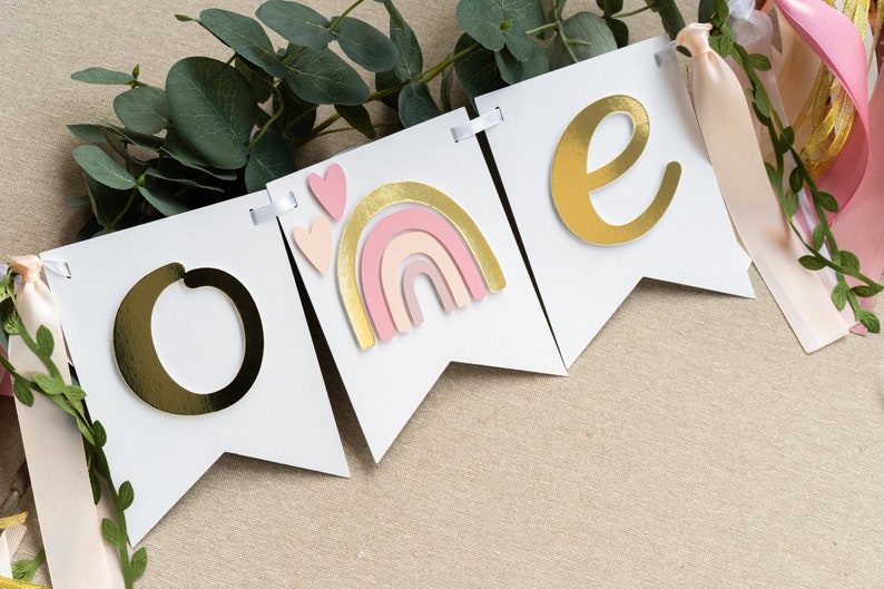 Muted Boho Rainbow Birthday High Chair Banner With ONE Baby - Etsy