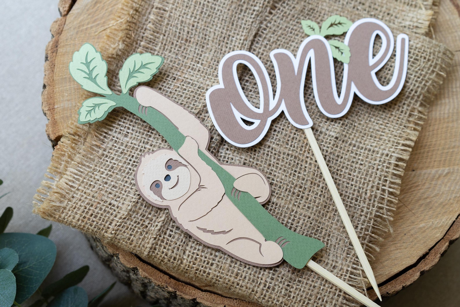 Sloth Birthday Cake Topper With Age or Name Gender Neutral - Etsy