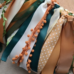 Earth Tones Ribbon Garland Fabric Greenery Tassel Bunting for Rustic ...
