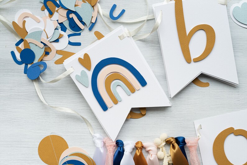 Boho Rainbow Happy Birthday Banner Personalized Party Sign | Etsy