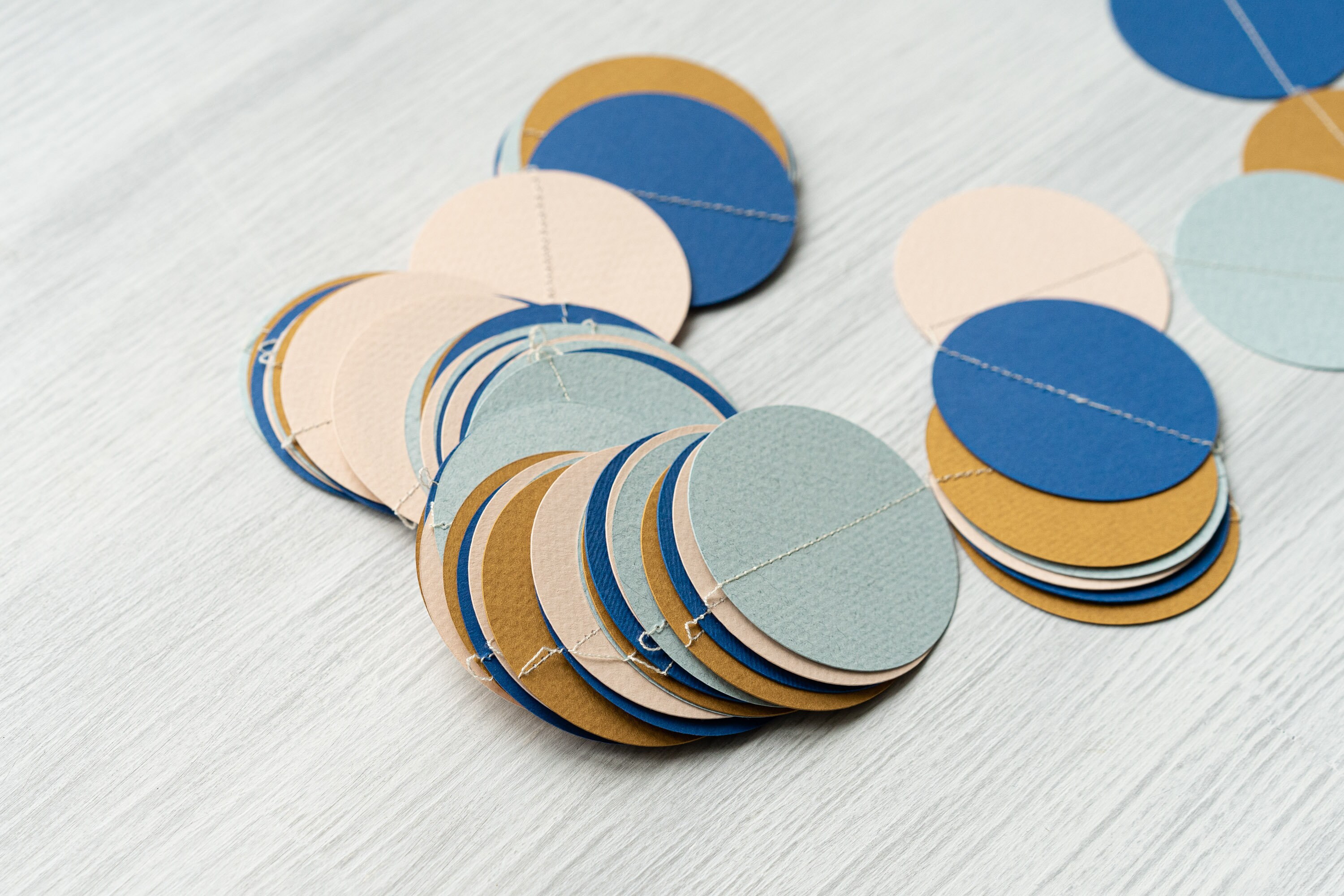 Paper Circle Garland Boho Rainbow Party Decor Blue & Muted | Etsy