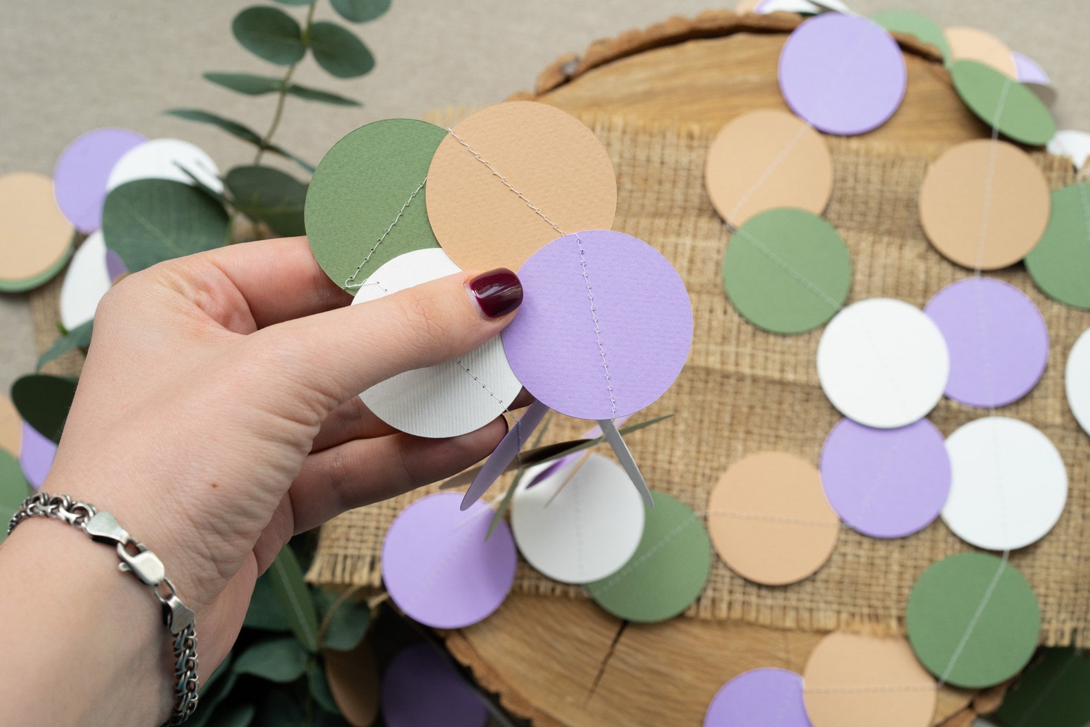 Violet Green Tan Garland Backdrop Decorations for Cake Smash & | Etsy