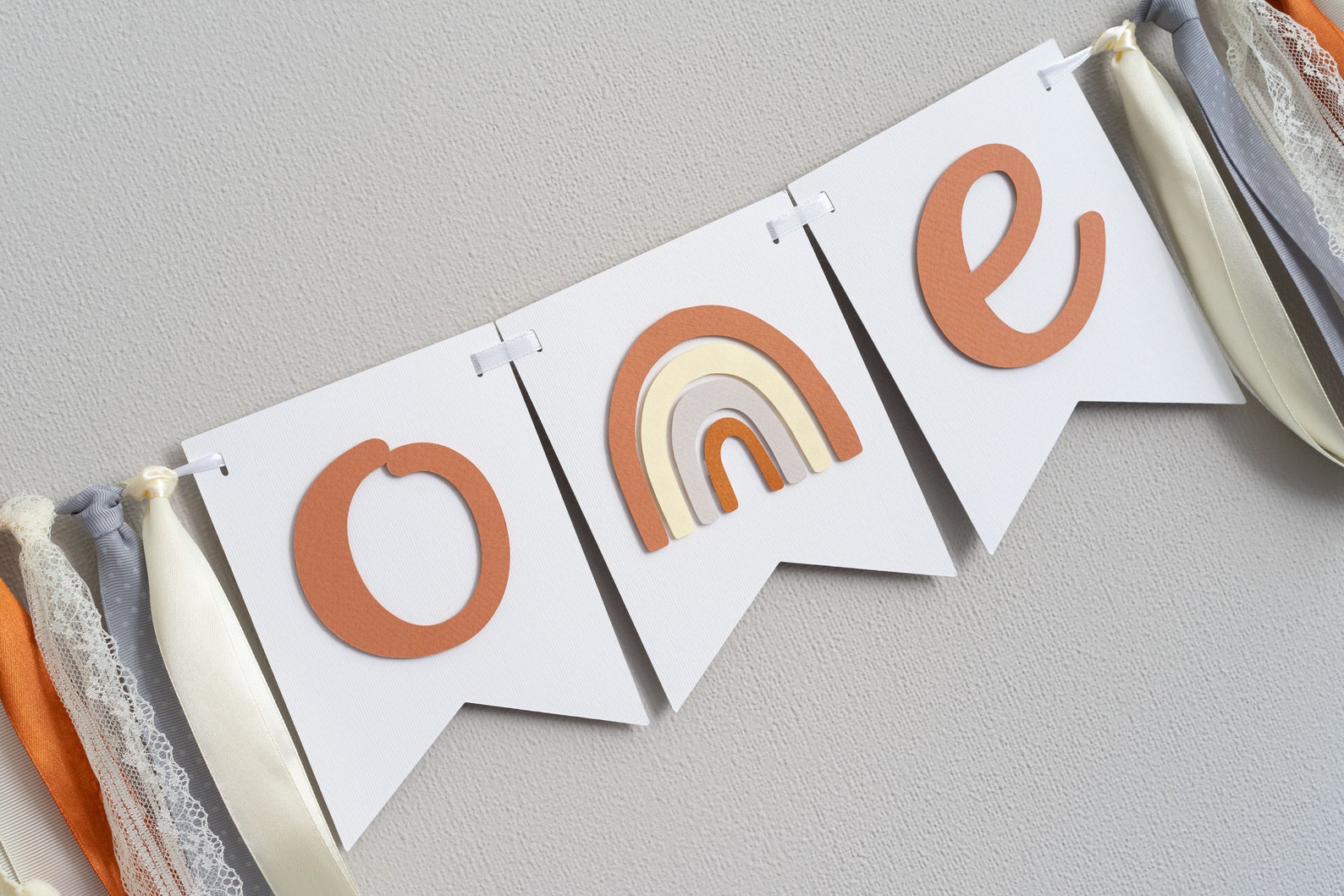 Baby First Boho Birthday Banner Modern Muted Neutral Rainbow | Etsy