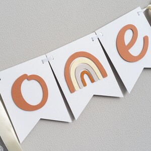 Baby First Boho Birthday Banner Modern Muted Neutral Rainbow One Year ...