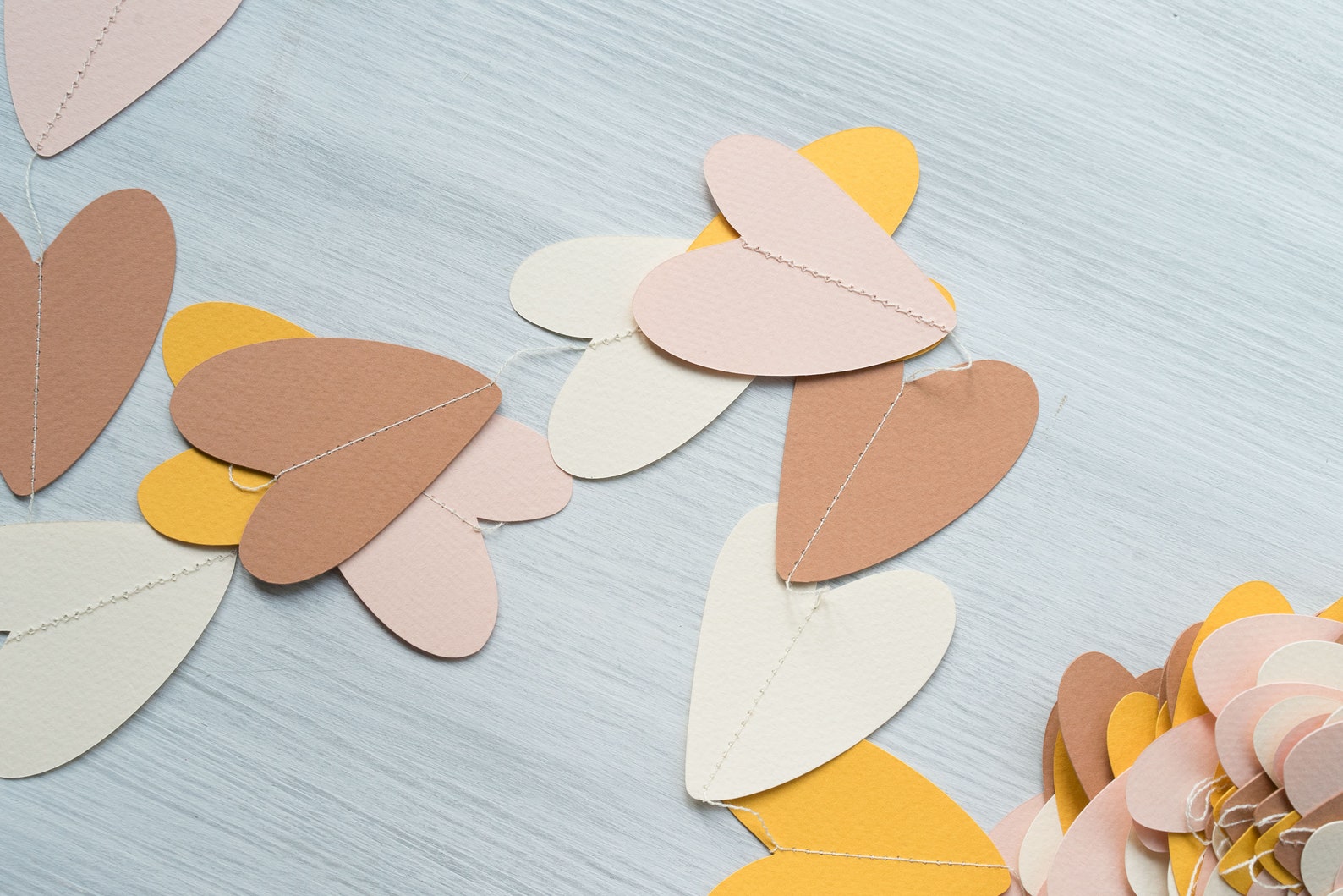 Heart Paper Garland Boho Rainbow Muted Girl First Birthday | Etsy