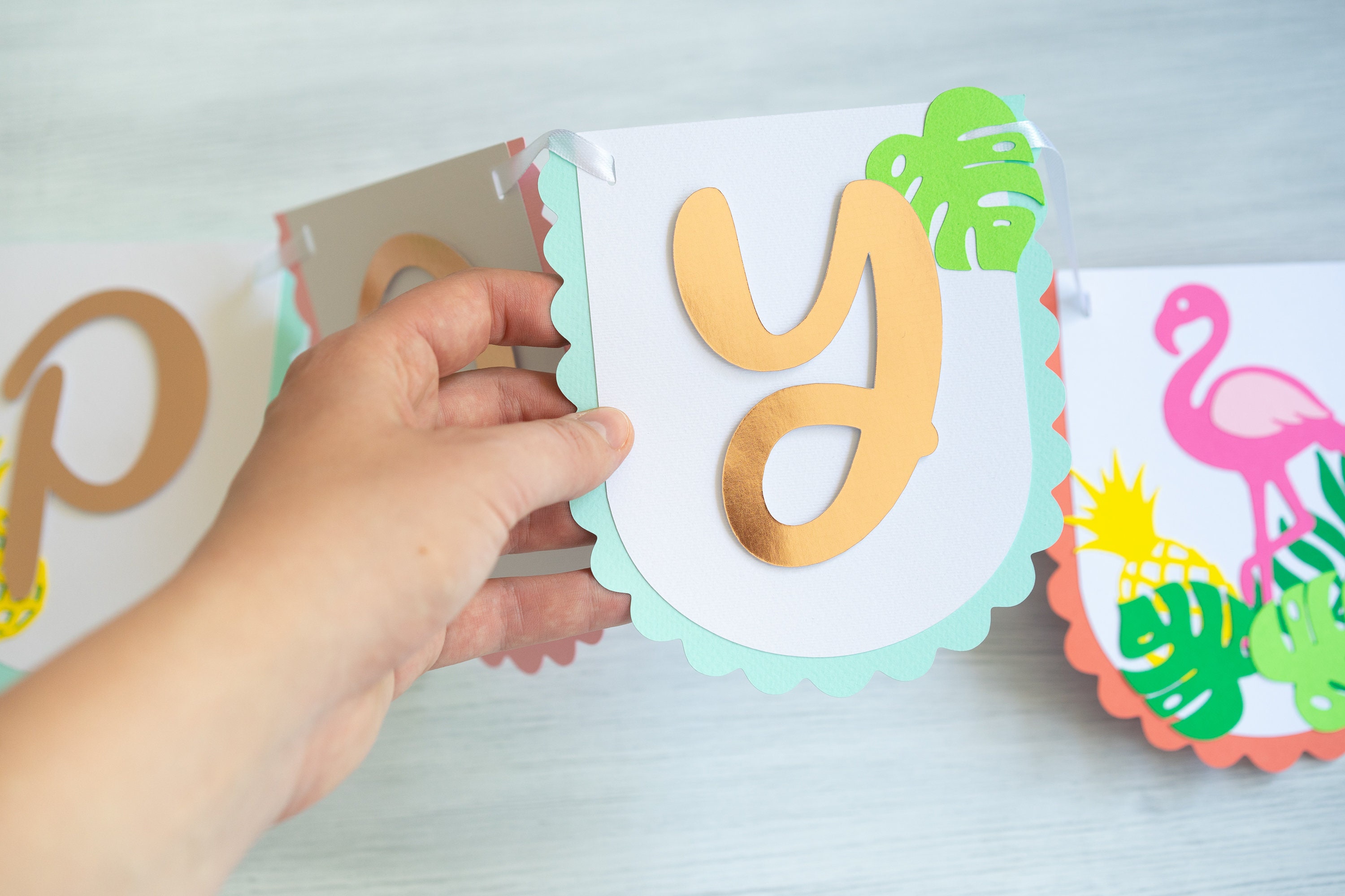 Flamingo Happy Birthday Banner Tropical Party Decorations | Etsy