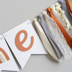 Baby First Boho Birthday Banner Modern Muted Neutral Rainbow One Year ...