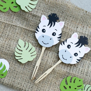 Zebra Cupcake Toppers Gender Neutral Party Decorations, Safari Baby ...