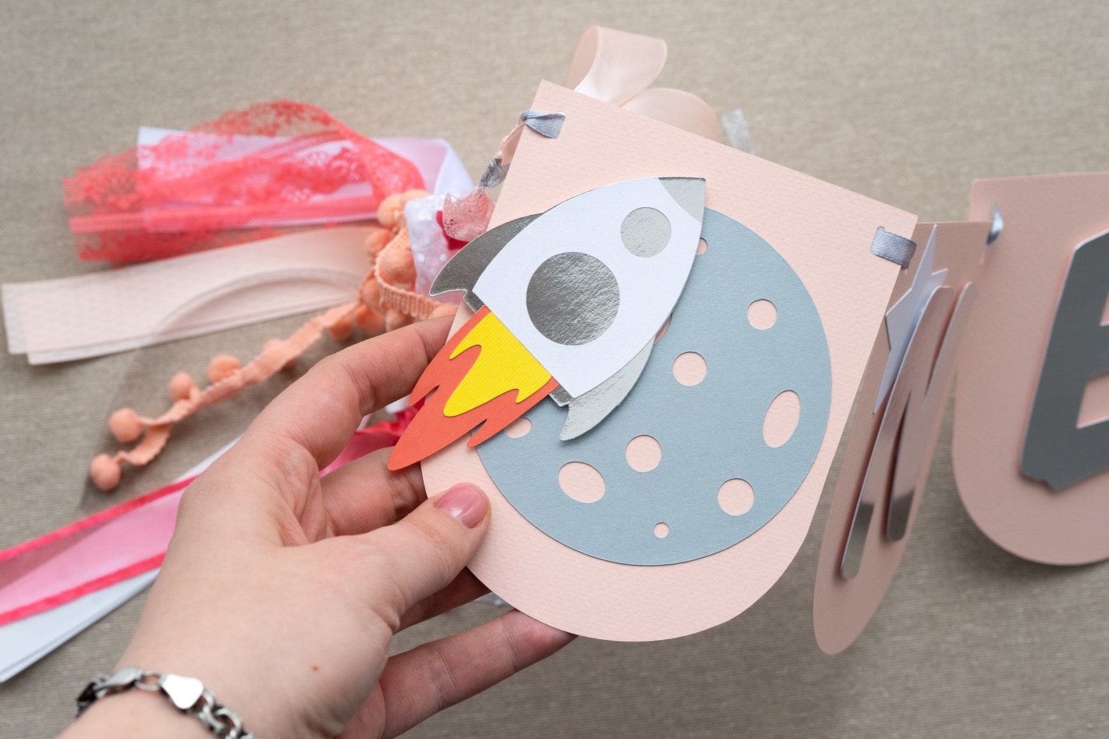 Baby Girl Space First Birthday Banner High Chair Decor ONE | Etsy