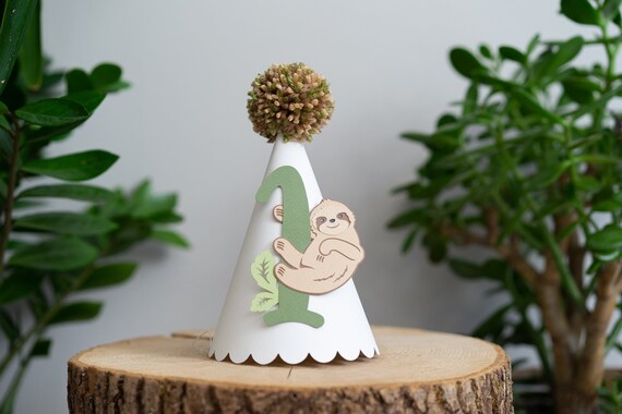 Sloth Party Hat With Pom Pom for First Birthday or One Year | Etsy