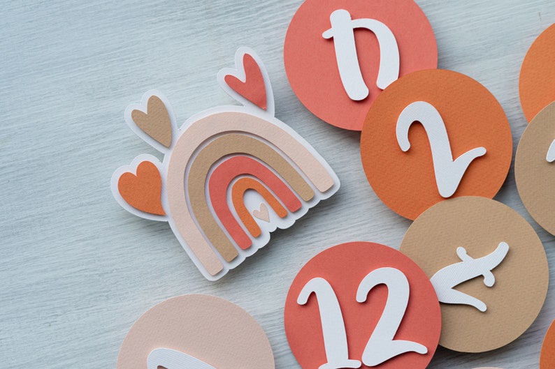 Rainbow First Year Banner Baby Monthly Photo Garland Muted - Etsy