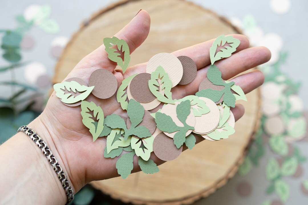 Greenery Confetti Cutouts Baby Shower or Birthday Cake Table - Etsy