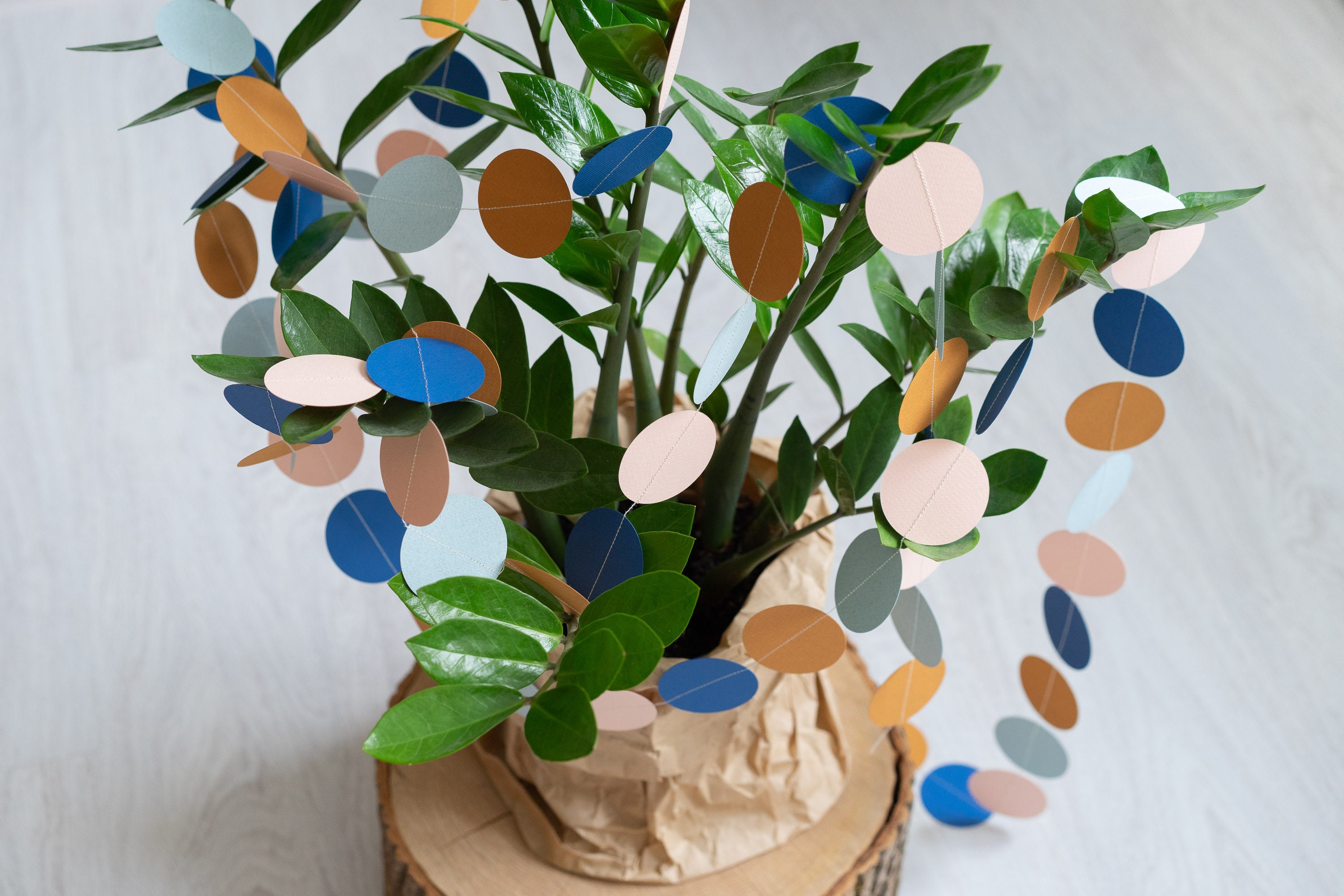 Paper Circle Garland Boho Rainbow Party Decor Blue & Muted | Etsy