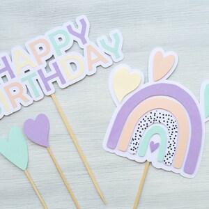 Cake Topper Pastel Rainbow Party Birthday Decorations Girl - Etsy