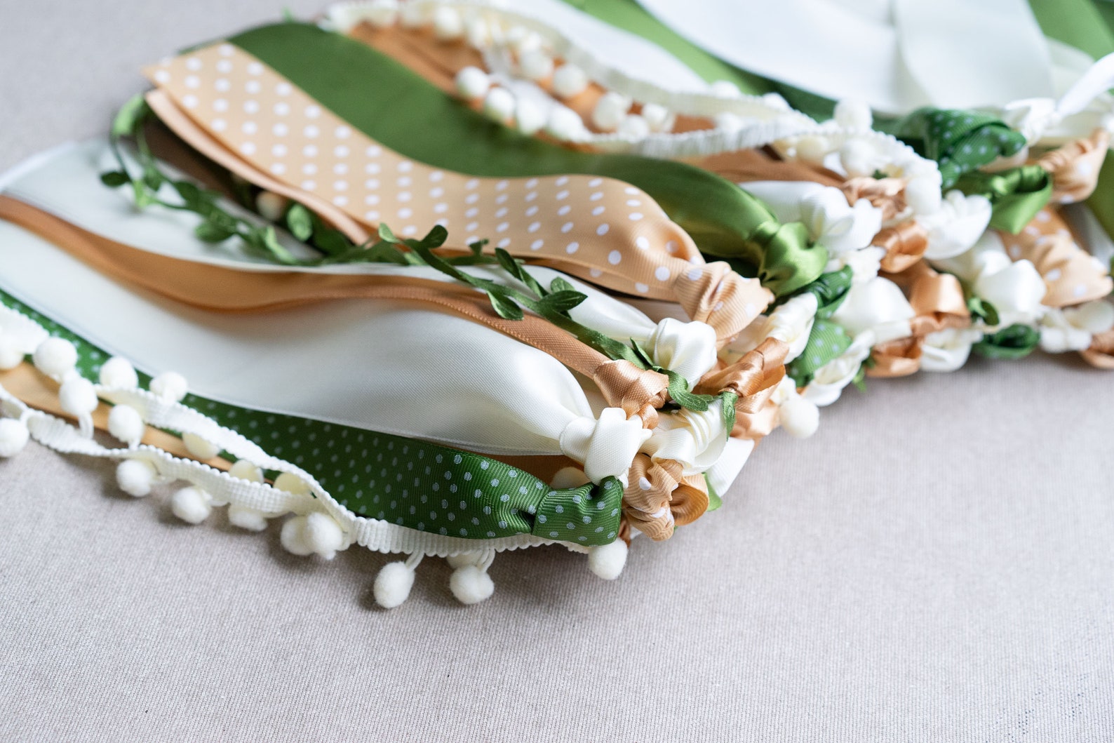 Greenery Ribbon Garland Fabric Tassel Bunting for Rustic | Etsy