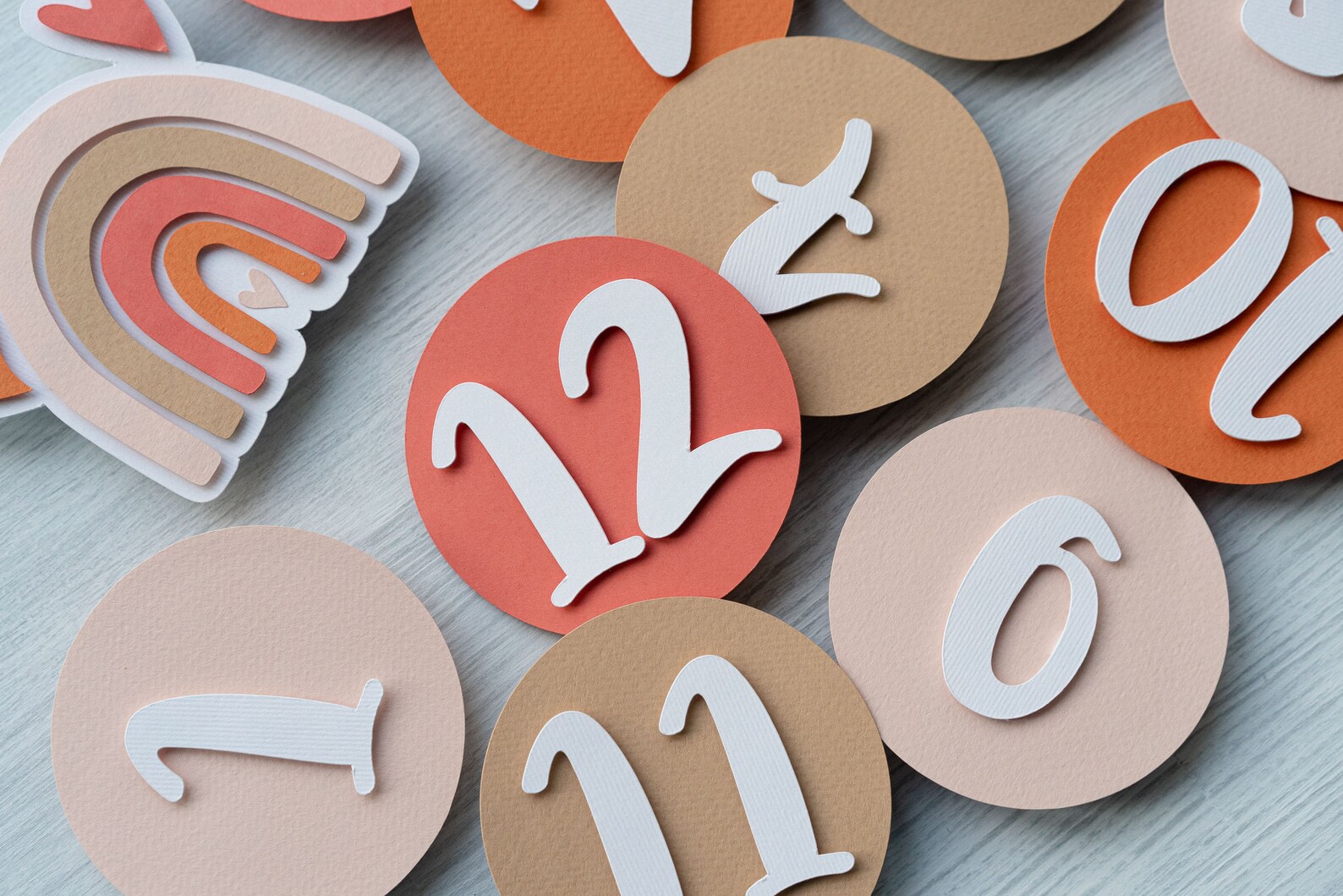 Rainbow First Year Banner Baby Monthly Photo Garland Muted - Etsy