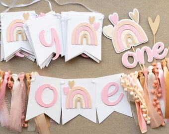 Girl First Birthday Package Boho Rainbow Party Bundle Blush | Etsy