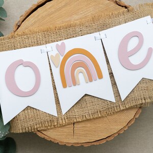 Muted Rainbow High Chair Banner for First Birthday ONE Year Old Girl ...