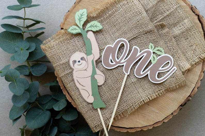 Sloth Birthday Cake Topper With Age or Name Gender Neutral - Etsy