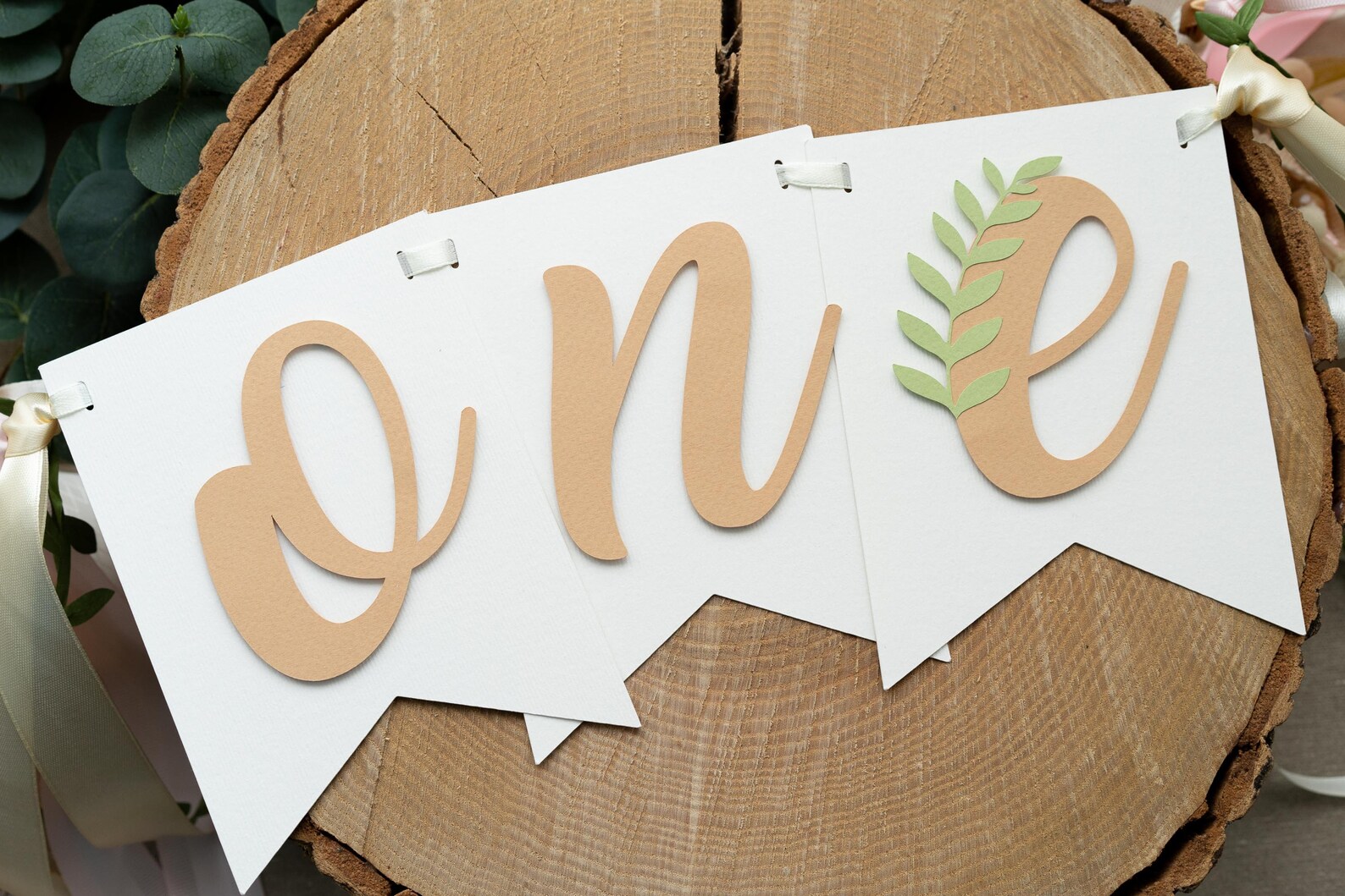 One Year Banner Baby Girl First Birthday Rustic High Chair - Etsy