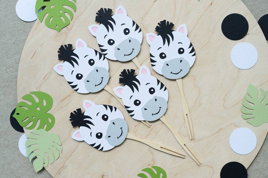 Zebra Cupcake Toppers Gender Neutral Party Decorations Safari - Etsy