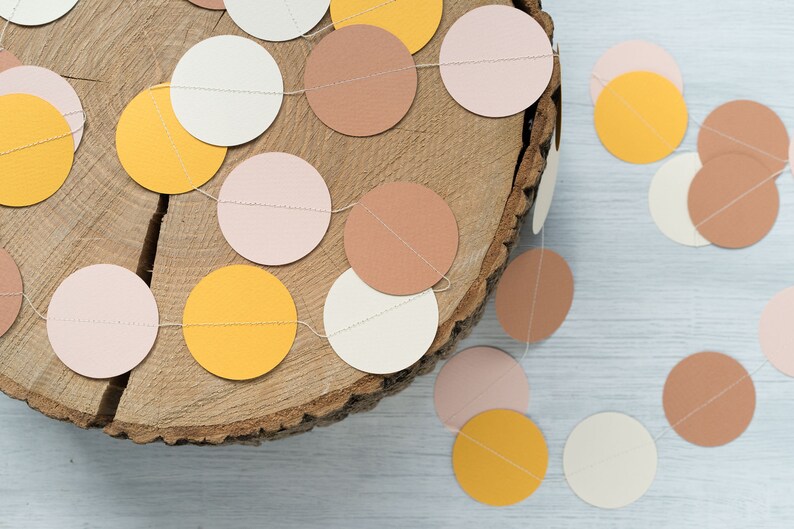 Muted Paper Circle Garland Rainbow Girl First Birthday Party - Etsy