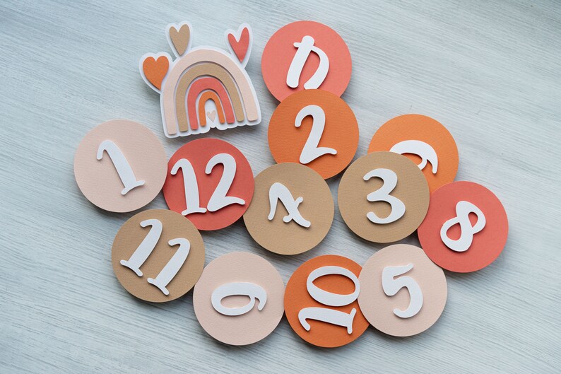 Rainbow First Year Banner Baby Monthly Photo Garland Muted - Etsy