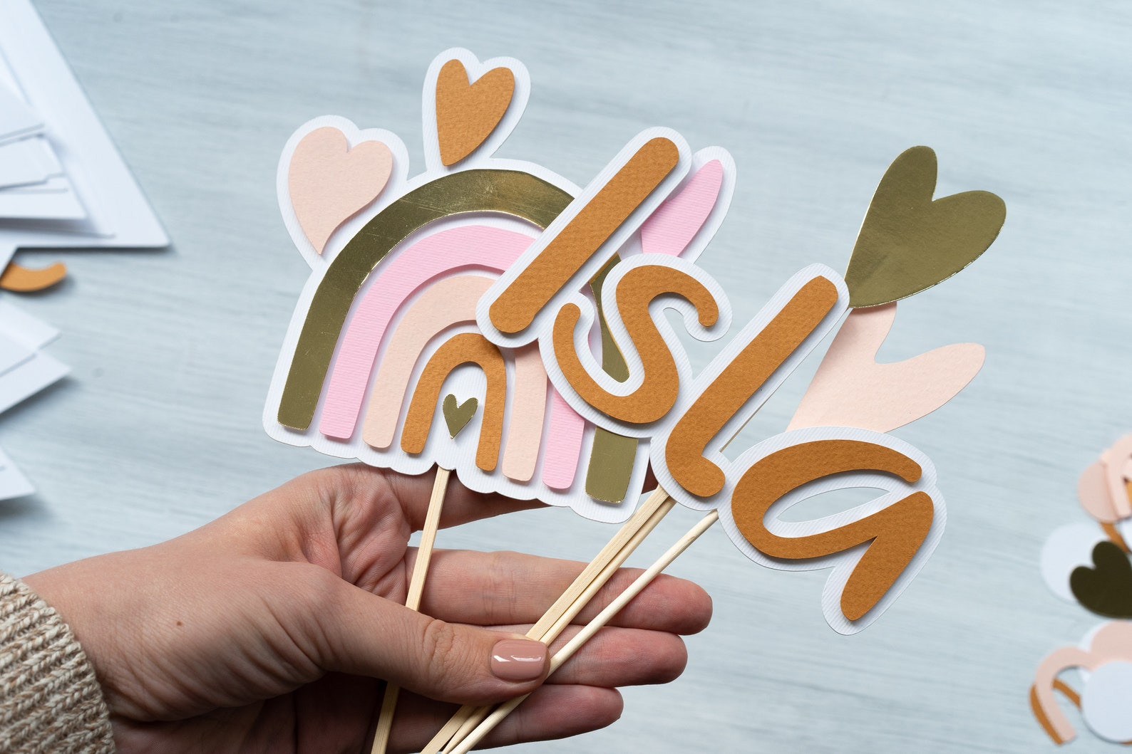 Boho Rainbow First Birthday Girl Party Bundle Pink & Gold Muted Decor ...