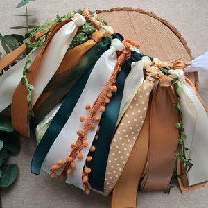 Earth Tones Ribbon Garland Fabric Greenery Tassel Bunting for Rustic ...