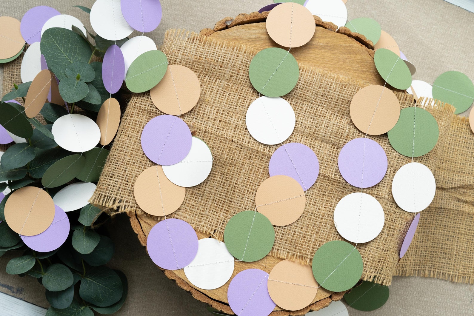 Violet Green Tan Garland Backdrop Decorations for Cake Smash & - Etsy