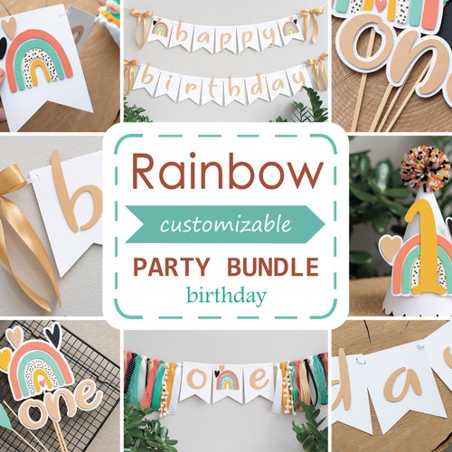 Boho Rainbow First Birthday Party Bundle - Etsy