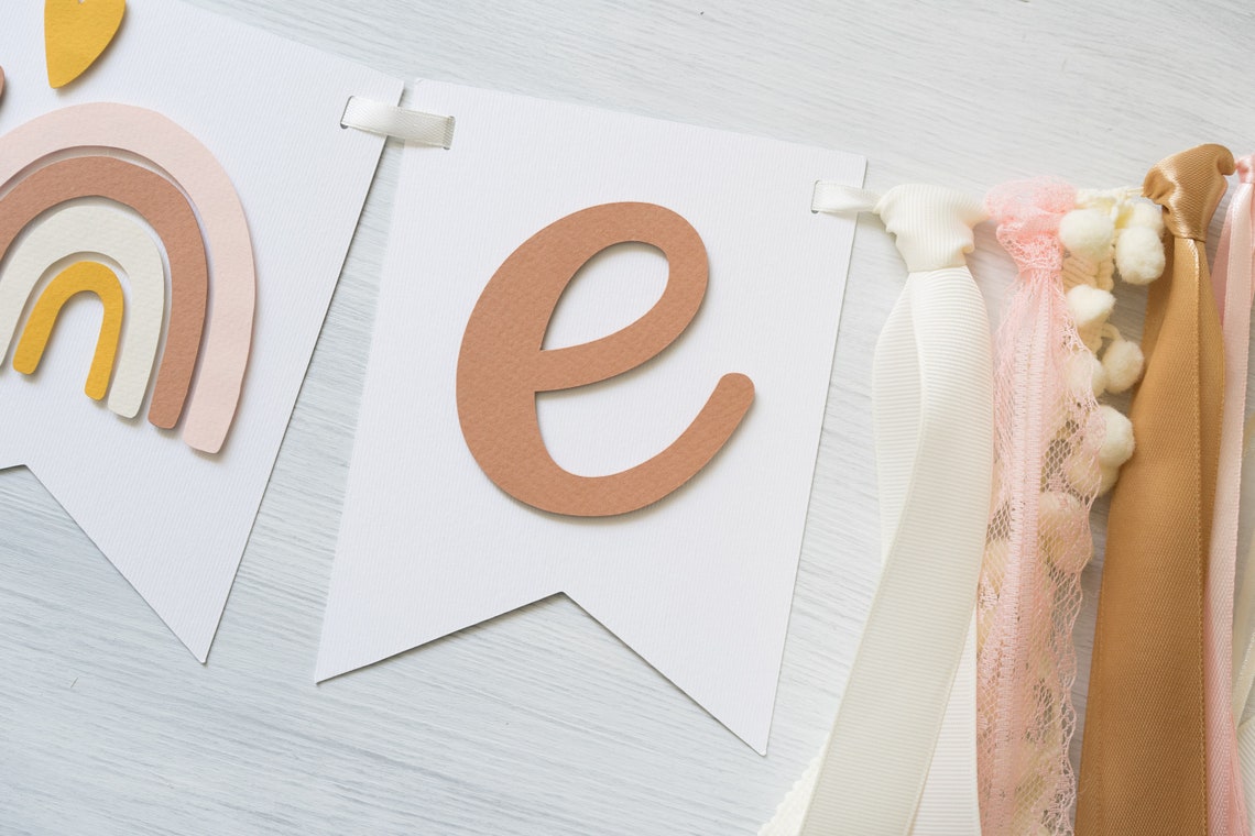 Rainbow Birthday Banner Boho Party Decor First Party High | Etsy
