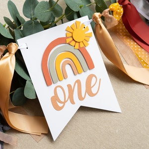 Sunshine and Rainbow First Birthday Banner ONE High Chair Bunting Baby ...