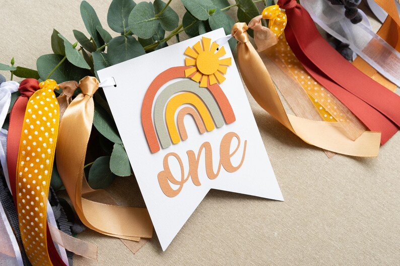Sunshine and Rainbow First Birthday Banner ONE High Chair | Etsy