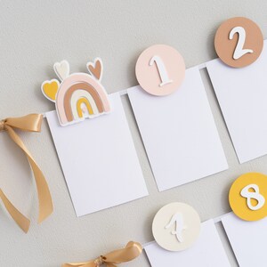 Boho Rainbow Monthly Photo Banner Muted Neutral Modern First Birthday ...