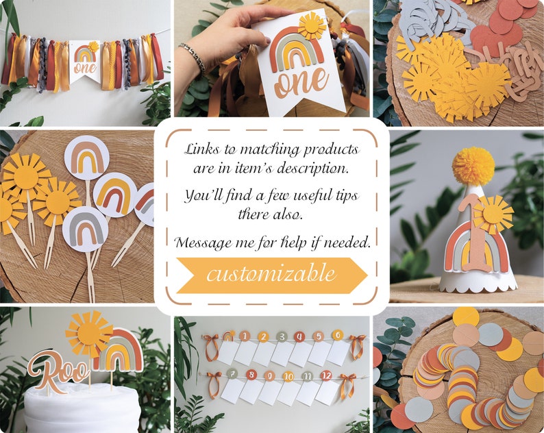 Sunshine and Rainbow First Birthday Party Bundle Boy or Girl Gender ...