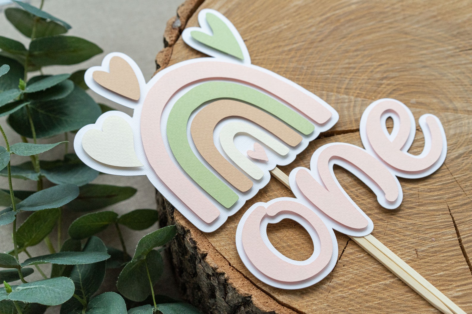 Pastel Rainbow Birthday Cake Topper for First Baby Girl - Etsy