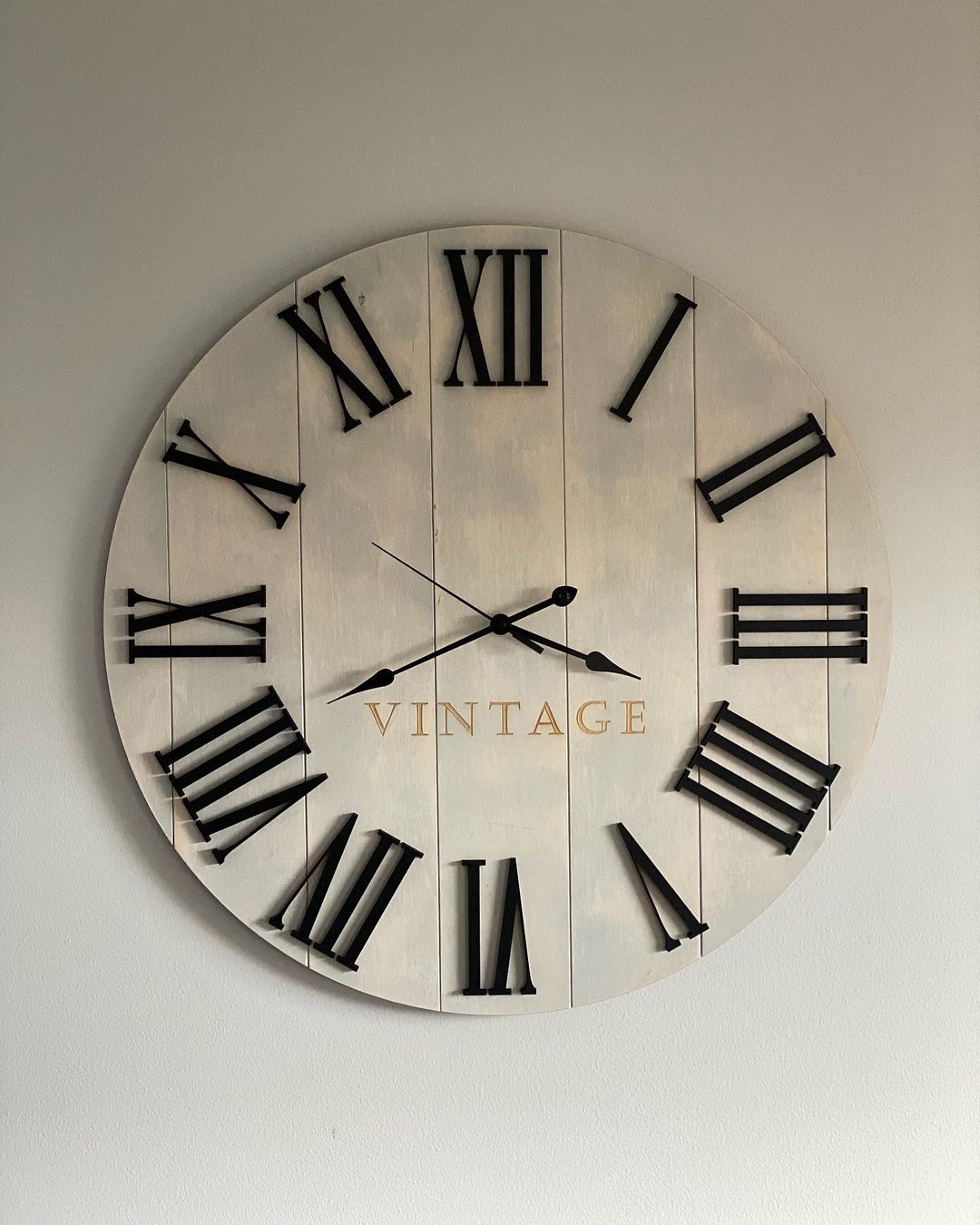 Large Wooden Wall Clock, Vintage Old Style, Handmade. 60 Cm, 23.6 Inch ...