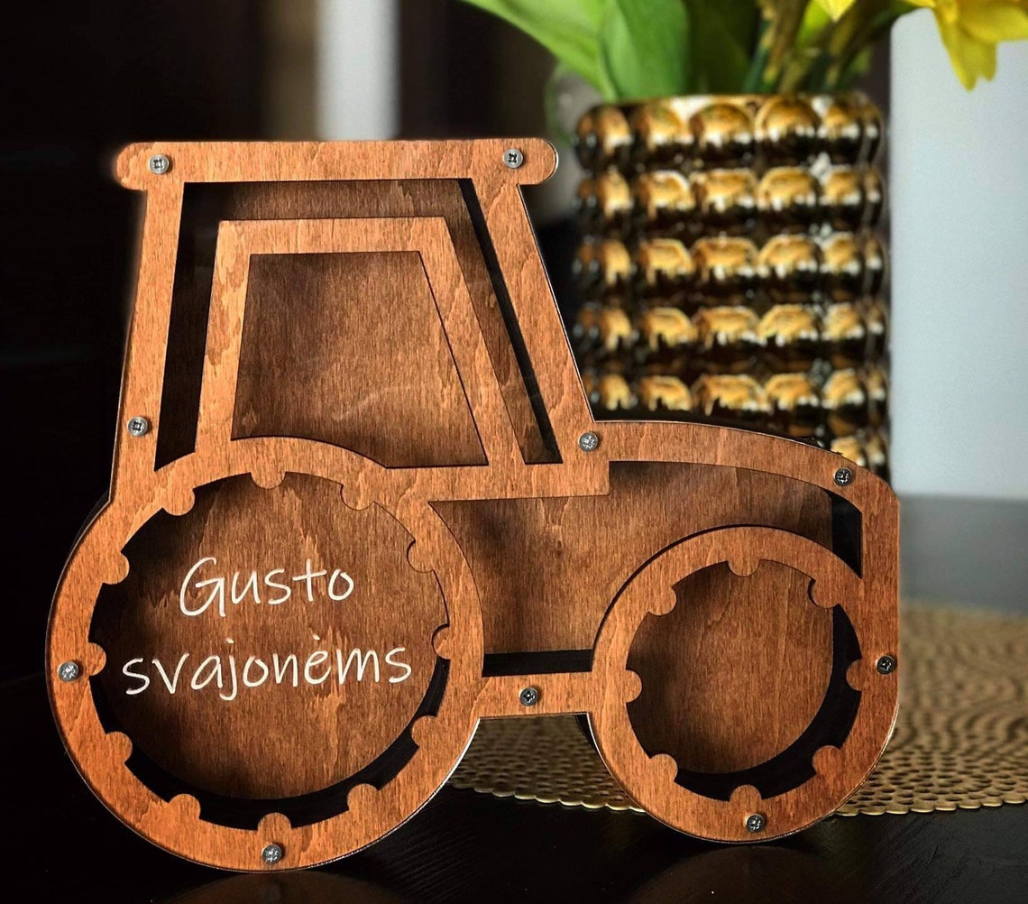 Piggy Bank Tractor Kids Laser Cut File - Svg+dxf+ai+lightburn - Instant ...