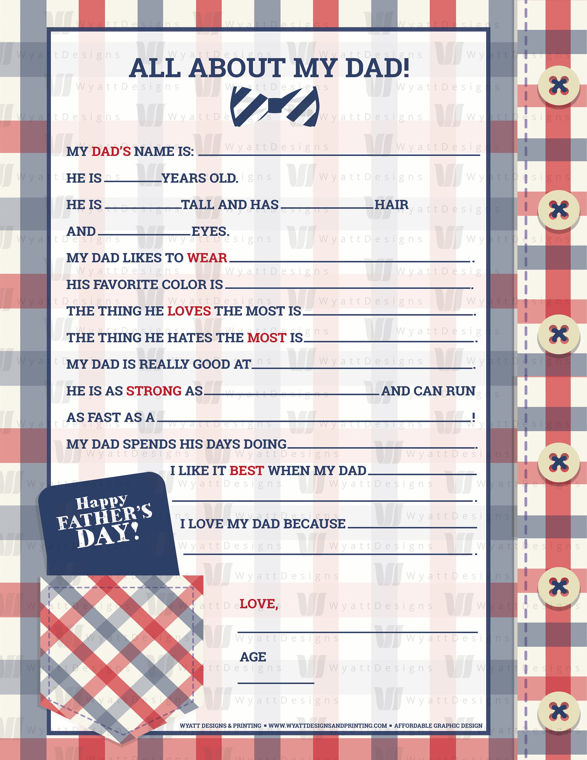 Father's Day Questionnaire, PDF, Instant Download - Etsy