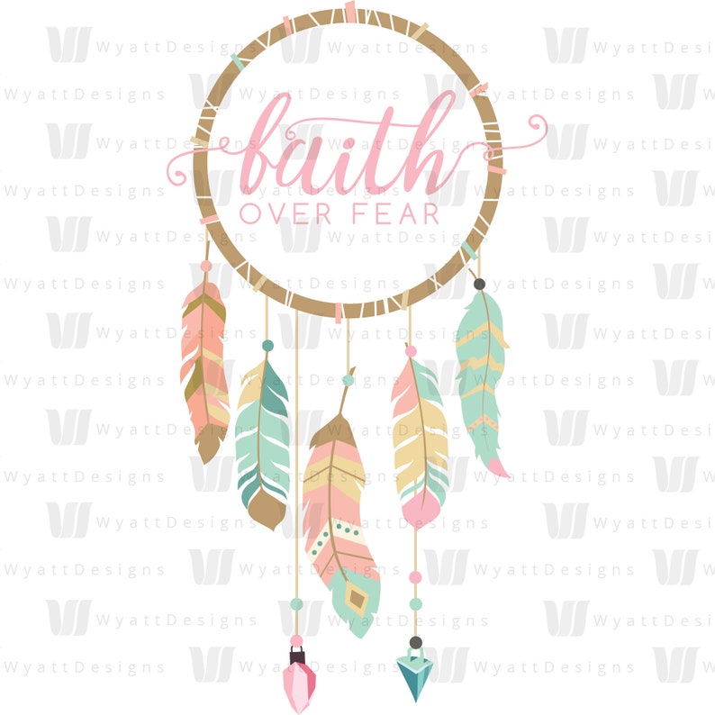 Boho Faith Over Fear Graphic, PNG, Instant Download, Sublimation Design ...